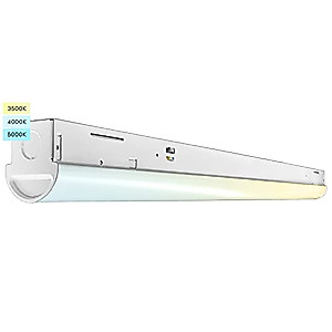 LUXRITE 3FT Slim LED Shop Light, 25W, 3450 Lumens, Linear Strip Light Fixture, 3 Color Selectable 3500K-5000K, 0-10V Dimmable, Damp Rated, Flush Mount Ceiling Light, UL Listed - Garage, Workshop