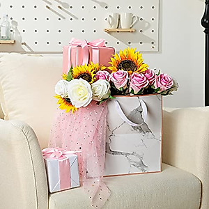 2 Pieces Large Gift Bag Marble Paper Extra Large Gift Bags for Presents Square Giant XL Huge Wedding Gift Bag with Handle for Birthday Wedding Anniversary Party Supplies, 11.8 x 11.8 x 11.8 Inch