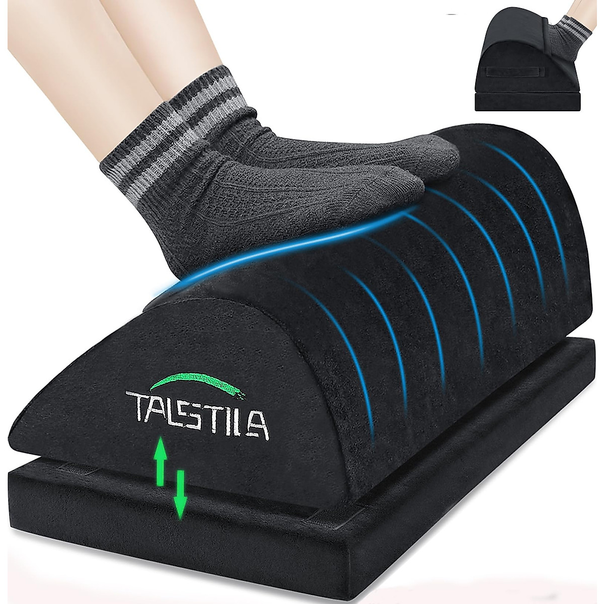TALSTILA Foot Rest for Under Desk at Work, Office Desk Accessories - Foot Stool, Ergonomic Adjustable Memory Foam Footrest, Under Desk Footrest, for Office Desk & Office Chair - Back & Leg Pain Relief