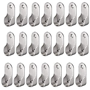 Eyech 40pcs Zinc Alloy Hardware Oval Closet Rod End Supports 16mm x 30mm Wardrobe Flange Bracket Holder