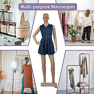 Mannequin Torso Manikin Dress Form Female Realistic Full Body Mannequin Display Head Turns with Metal Base 69" Plastic Adult Woman Adjustable Detachable Poseable Model Mannequin Stand