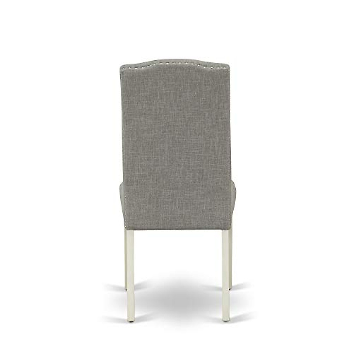 East West Furniture HBEN3-LWH-06 3 Piece Dining Table Set Contains a Round Dining Room Table with Pedestal and 2 Dark Shitake Linen Fabric Parsons Chairs, 42x42 Inch, Linen White