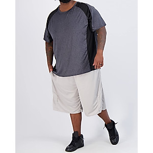 Real Essentials Men’s Big and Tall Tech Stretch Short Sleeve Crew Quick Dry Fit T-Shirt Wicking Active Athletic Gym Top Clothes Lounge Sleep Running Basketball Workout Tee, Set 6, 3XLT, Pack of 3