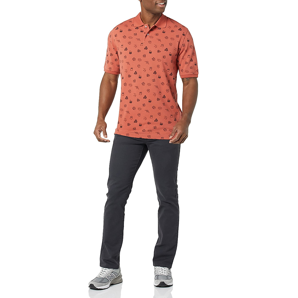 Amazon Essentials Disney | Marvel | Star Wars Men's Regular-Fit Cotton Pique Polo Shirt, Pack of 2, Star Wars Red Stormtrooper, Large