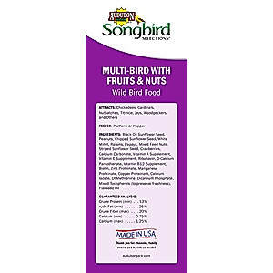 Audubon Park Songbird Selections 11980 Multi Wild Bird Food with Fruits and Nuts, 15 lb
