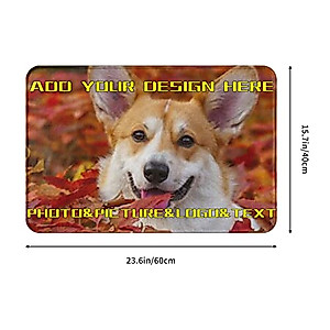 Custom Rug Pad Personalized Your Own Image Text Photo Welcome Doormat Rubber Backing Area Rugs Floor Mats Non Slip Carpet for Foyer Front Porch Back Door Patio 16"x24"