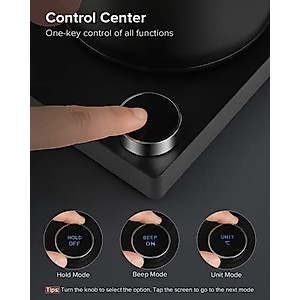 Electric Gooseneck Kettle With Variable Temperature Control, One-key Control All Functions, Pour-Over Coffee Kettle and Tea Kettle, 1200W Quick Heating, 0.8L, Built-in Stopwatch, Matte Black