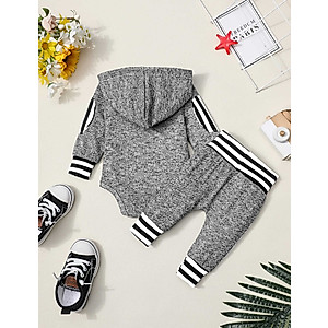 Fommy Baby Boy Clothes 0-3 Months boy clothes Letter Print Hoodies+Little Man Stripe Long Pants 2PCS Infant Boy Outfit Baby Boy Stuff Gifts Clothing Set