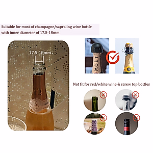 YOOHOTOUCH Champagne Stopper,2Pack Mini Champagne Saver Stoppers, Reusable Vacuum Leakproof Champagne Sealer,Perfect for Champagne, Cava, Prosecco & Sparkling Wine Bottle