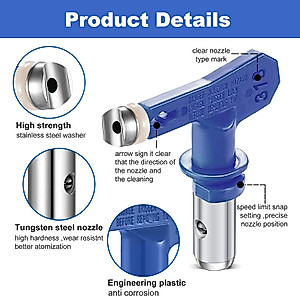 Reversible Spray Tip Nozzles Paint Spray Tips Airless Sprayer Nozzles Airless Sprayer Spraying Machine Parts for Homes Buildings Decks or Fences 211, 313, 415