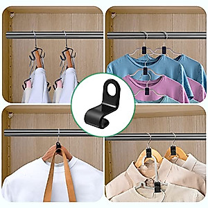 JIDAVN 50Pcs Clothes Hanger Connector Hooks Hanger Space Saving Closet Organizer Space Closet Hanger (Black)