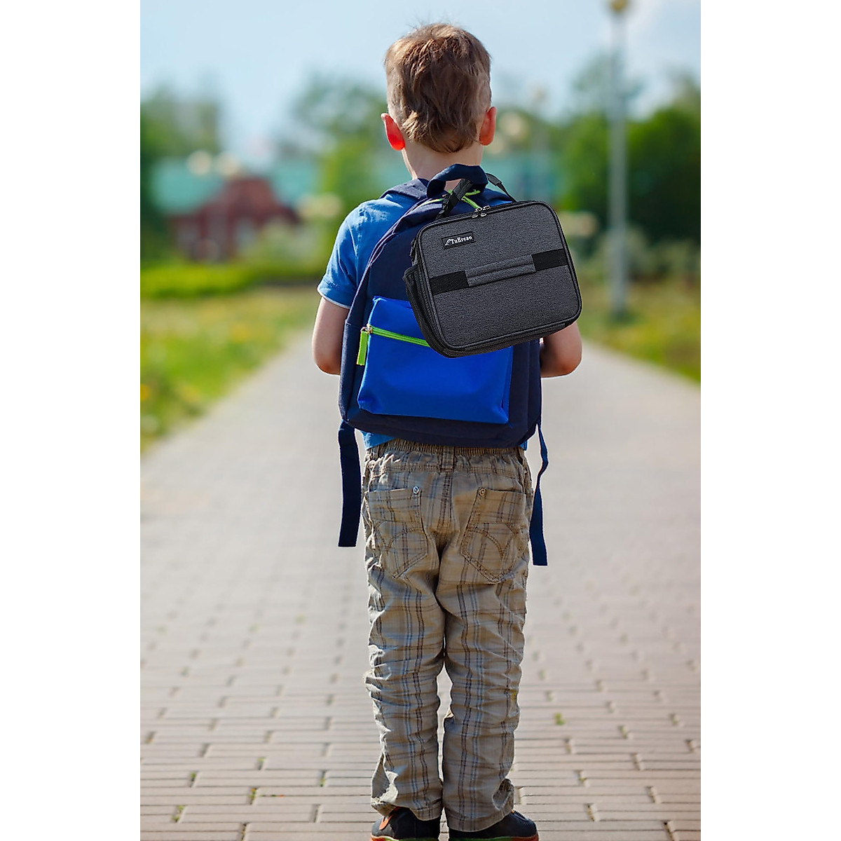 TuErCao Lunch Box for Men Women Adult Insulated Lunch Bag for Kids for School, Reusable Portable Soft Cooler Bag for Picnic Car Travel Road Trips, Dark Grey