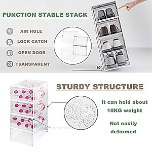 AOTENG STAR Drop Front Shoe Boxes Clear 12 Pack Shoes Storage Containers Organizer Stackable,Plastic Shoe Storage Box Sneaker Cases for Closets Entryway Bedroom Garage,Fits Men's US Size 5.0-10