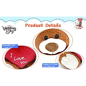 I Love You! 10'' Teddy Bear with Red Heart, Soft Plush Bear Doll Stuffed Animal Toys Valentines Day Decor Gifts for Her/Girlfriend Lover Mom Kids (Brown)