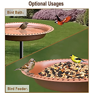 Garbuildman Upgraded 5-Prong Base Bird Bath with Metal Stake, Detachable Decoration Bowl Spa & Freestanding Birdfeeder for Outdoor Garden, Oval Style, Brown