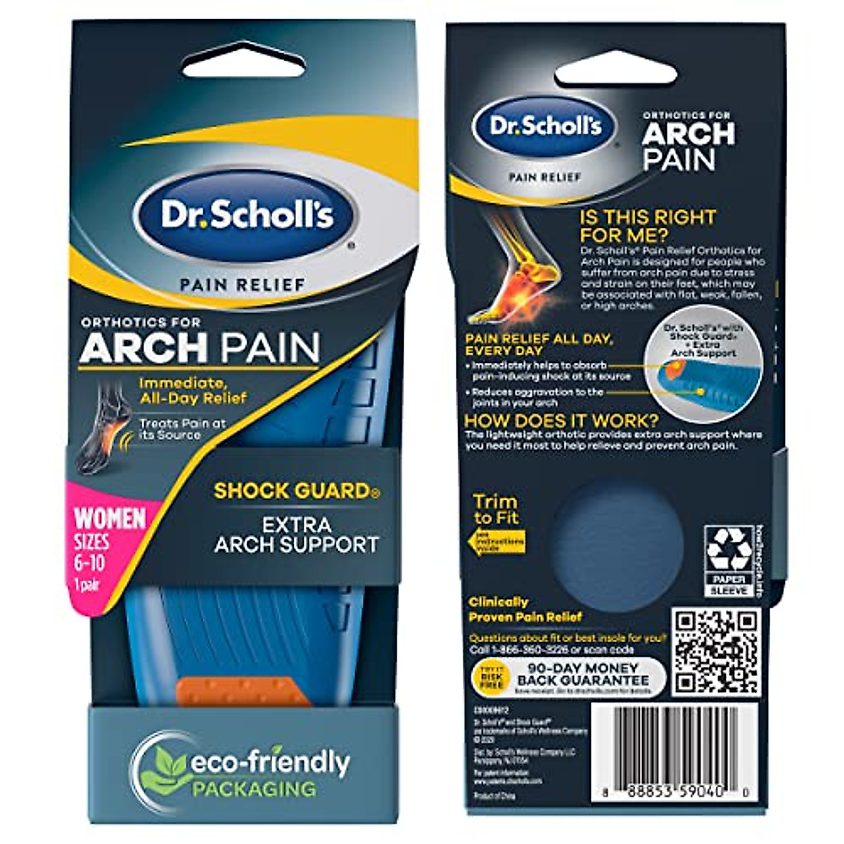 Dr. Scholl&#039;s ARCH Pain Relief Orthotics, Insoles for Women (6-10), 1 Pair Shoe Inserts