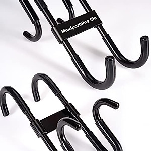 MaxSparkling life 2 Pack Shower Glass Door Hooks, Stainless Steel Double Hook Design, with Silicone Cover to Prevent Scratch, Black Hooks for Bathroom Glass Door Shower Door Hanging Towels, Bathrobes