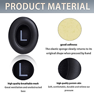 Replacement Ear Pads Protein PU Leather Ear Cushion Compatible with Bose Noise Cancelling Headphones 700 (Black)