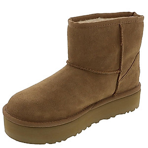 UGG Unisex-Child Classic Mini Platform Boot, Chestnut, 5 Big Kid