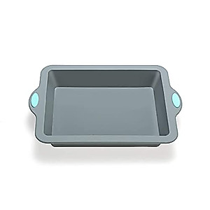 To encounter Silicone Baking Pans Set, 4 Pieces Nonstick Bakeware Set with Baking Pans, Baking Sheets, Cookie Sheets, Cake Pan with Metal Reinforced Frame More Strength, Light Grey