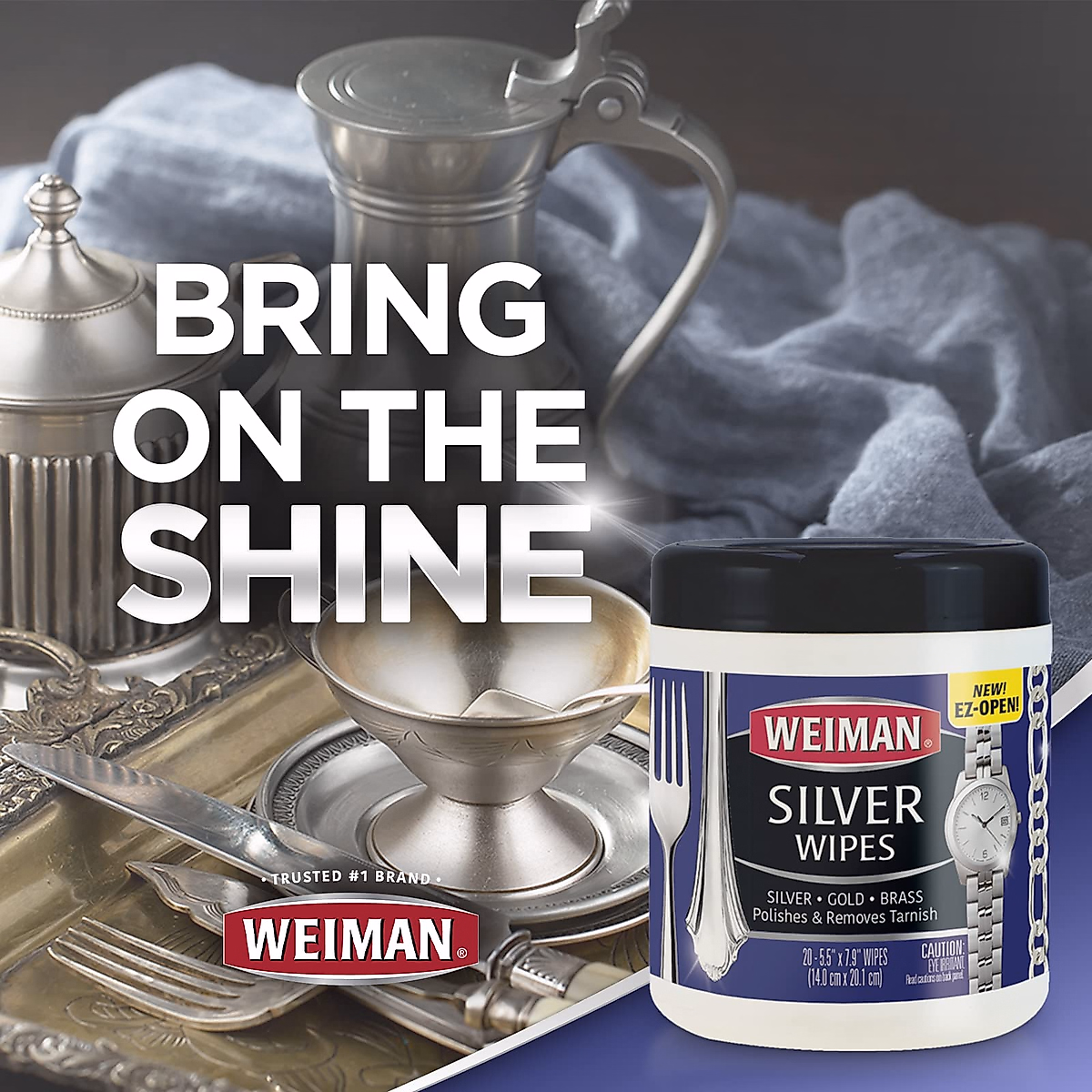 Weiman Jewelry Polish Cleaner, Tarnish Remover Wipes - 20 Count - Use on Silver Jewelry Antique Silver Gold Brass Copper and Aluminum