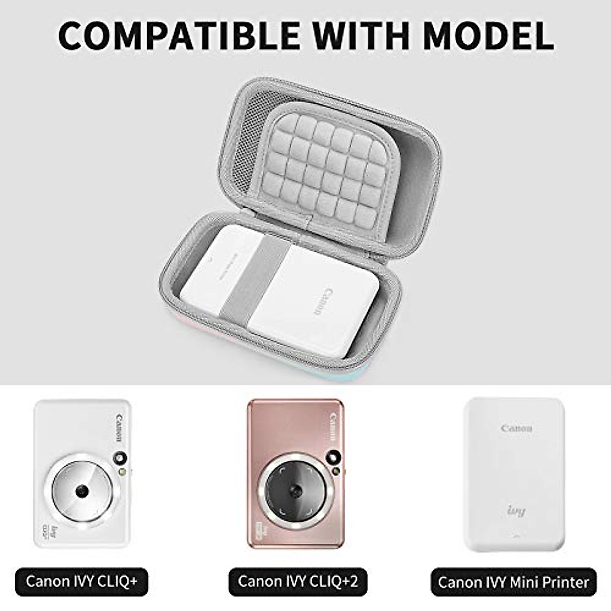 Yinke Case for Canon Ivy Mobile Mini Photo Printer/ Canon Ivy CLIQ 2/+2 Instant Camera Printer, Travel Hard Carry Case Protective Cover (Gradient)