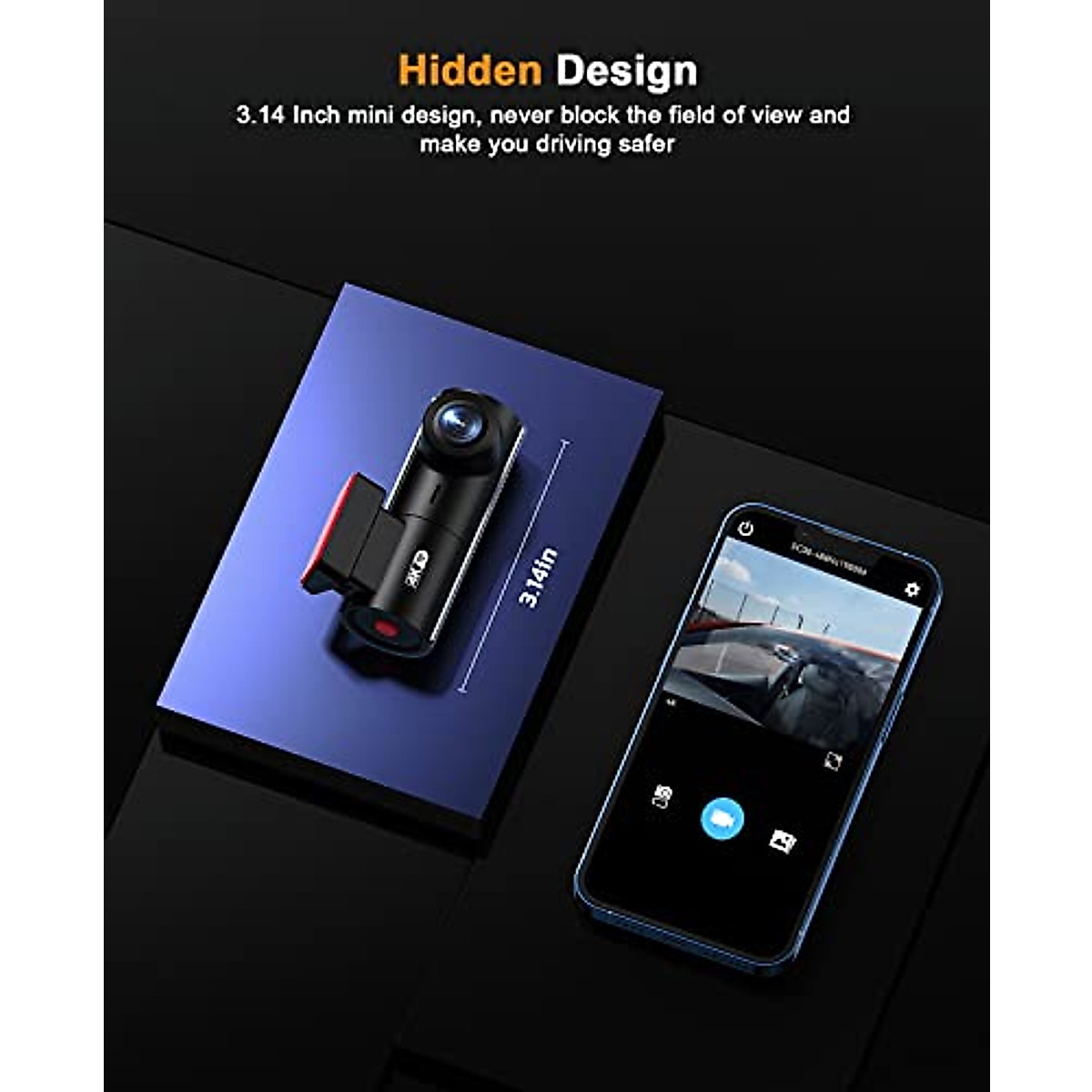 Dash Cam 4K WiFi 2160P Car Camera, Dash Camera for Cars, Mini Front Dashcam for Cars with Night Vision, Loop Recording, G-Sensor,24H Parking Monitor,Supercapacitor,Voice Prompt,APP,64GB Card Included