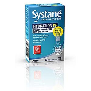 ALCON Systane Hydration Preservative-Free Lubricant Eye Drops, Transparent, 0.6 Fl Oz, 30 Count