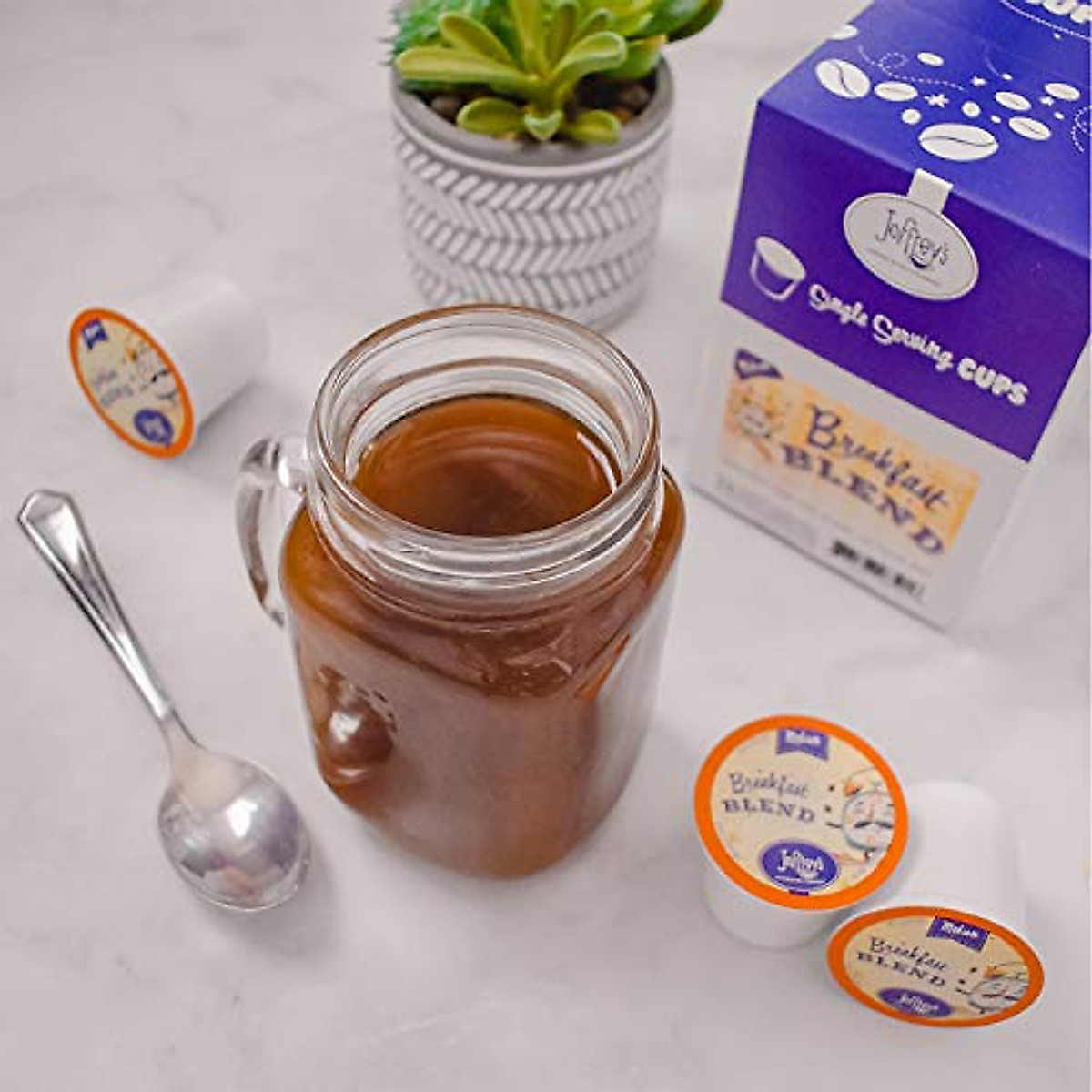 Joffrey's Coffee - Breakfast Blend, Rich Coffee Blend, Artisan Medium Roast, Arabica Coffee Beans, Smooth-Bodied Blend, Balanced Flavor & Aroma, Keurig 2.0 Compatible (Single Serve Cup, 24 Count)