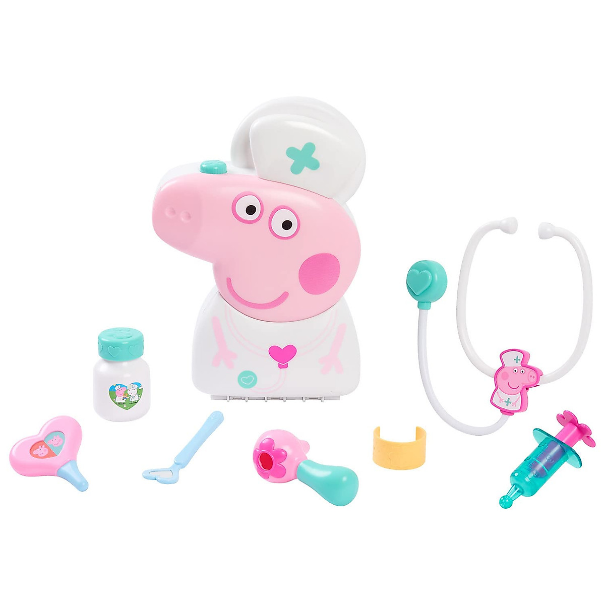 Peppa Pig Checkup Case Set with Carry Handle, 8-Piece Doctor Kit for Kids with Stethoscope, Kids Toys for Ages 3 Up by Just Play
