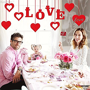 Felt Valentines Day Hanging Decorations - Valentines Day Tree Decorations | Hanging Hearts Decorations | Love Heart Garland for Valentines Day Decoration | Valentines Day Garland, Valentines Day Décor