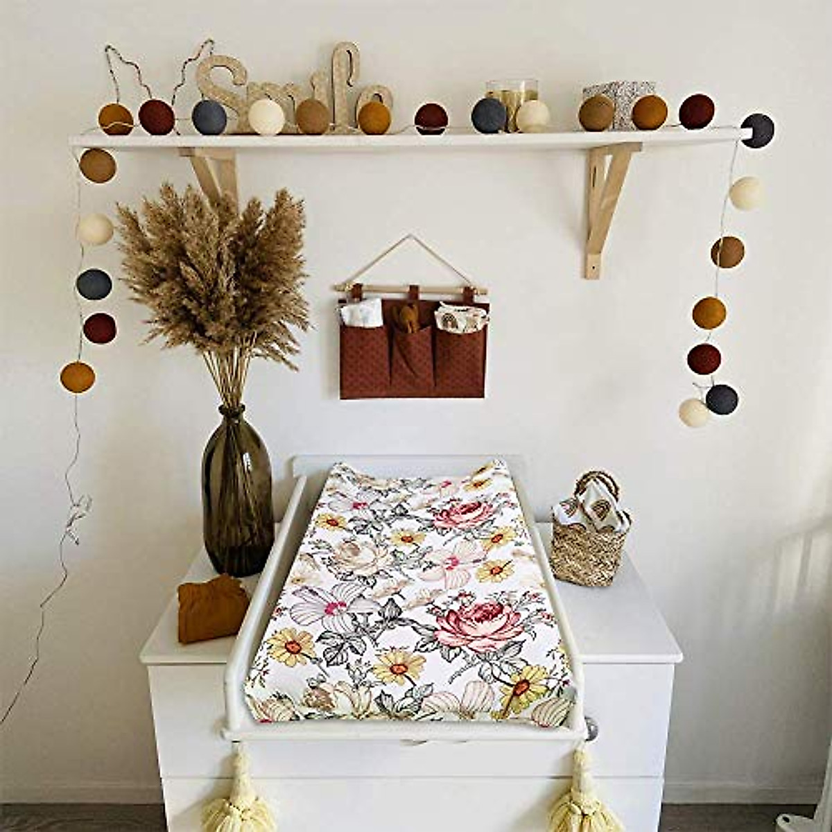 Baby Floral Diaper Changing Pad Cover Cradle Mattress Sheets, Infant Stretchy Fabric Changing Table Cover Changing Mat Cover Baby Nursery Diaper Changing Pad Sheets (Floral)