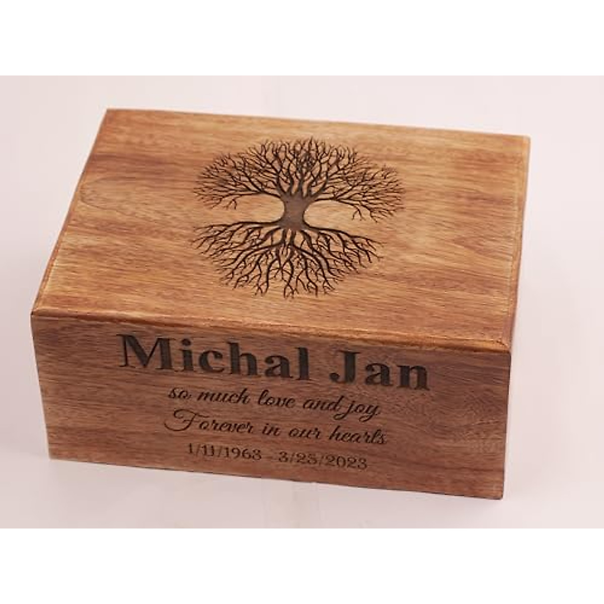 Personalized Wooden Urns for Human or Pet Ashes, Wooden Engraved Cremation Urn, Wood Funeral Urn - Keepsake Box, Memorial Urn or Casket - Tree of Life (Personalized, Large - 9" x 7" x 4" - 180 LBS)