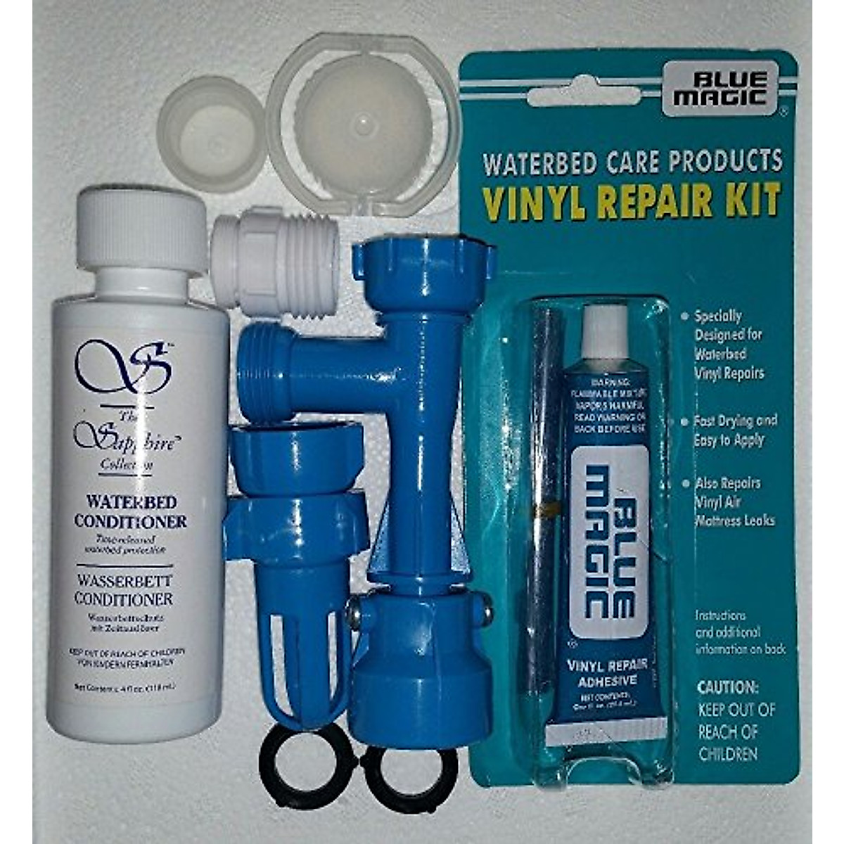 Blue Magic WATERBED Fill & Drain Patch Cap & Plug (4 OZ.) Conditioner KIT