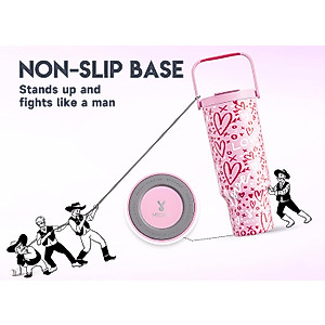 Meoky 40 oz Tumbler with Handle and Straw, Insulated Water Bottle, Stainless Steel Travel Mug, Keeps Cold for 34 Hours, 100% Leak Proof, Fits in Car Cup Holder (Fancy)