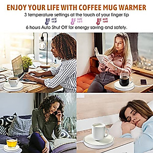 Coffee Mug Warmer, Electric Coffee Warmer for Desk with 6 Hours Auto Shut Off, Smart Candle Warmer 3 Temp Settings(113°F/131°F/149°F)