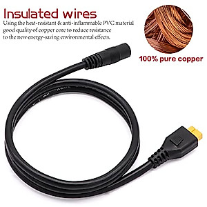 Ruikarhop 3Ft 12 AWG DC 8mm/DC7909 Female to XT60 Female Connector Extension Cable for Lipo Battery Pack Compatible Portable Power Station & Solar Generator
