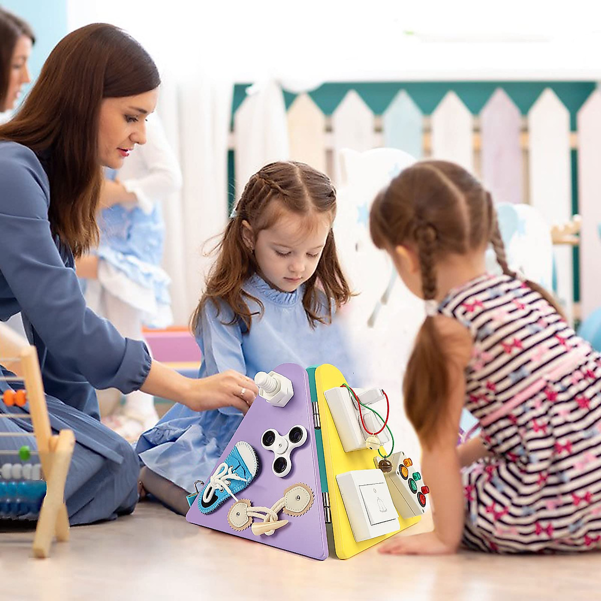 Steventoys 14 in 1 Toddler Busy Board, Montessori Wooden Busy Board for Toddlers - Travel Toy Wooden Sensory Board Activity Board for Fine Motor Skills - Busy Board for Toddlers 2-4