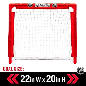 Franklin Sports NHL Kids Mini Hockey Set - Includes 1 Knee Hockey Goal - 2 Mini Hockey Sticks + 2 Foam Balls - Indoor Toy Mini Hockey Goal + Sticks Set,Red