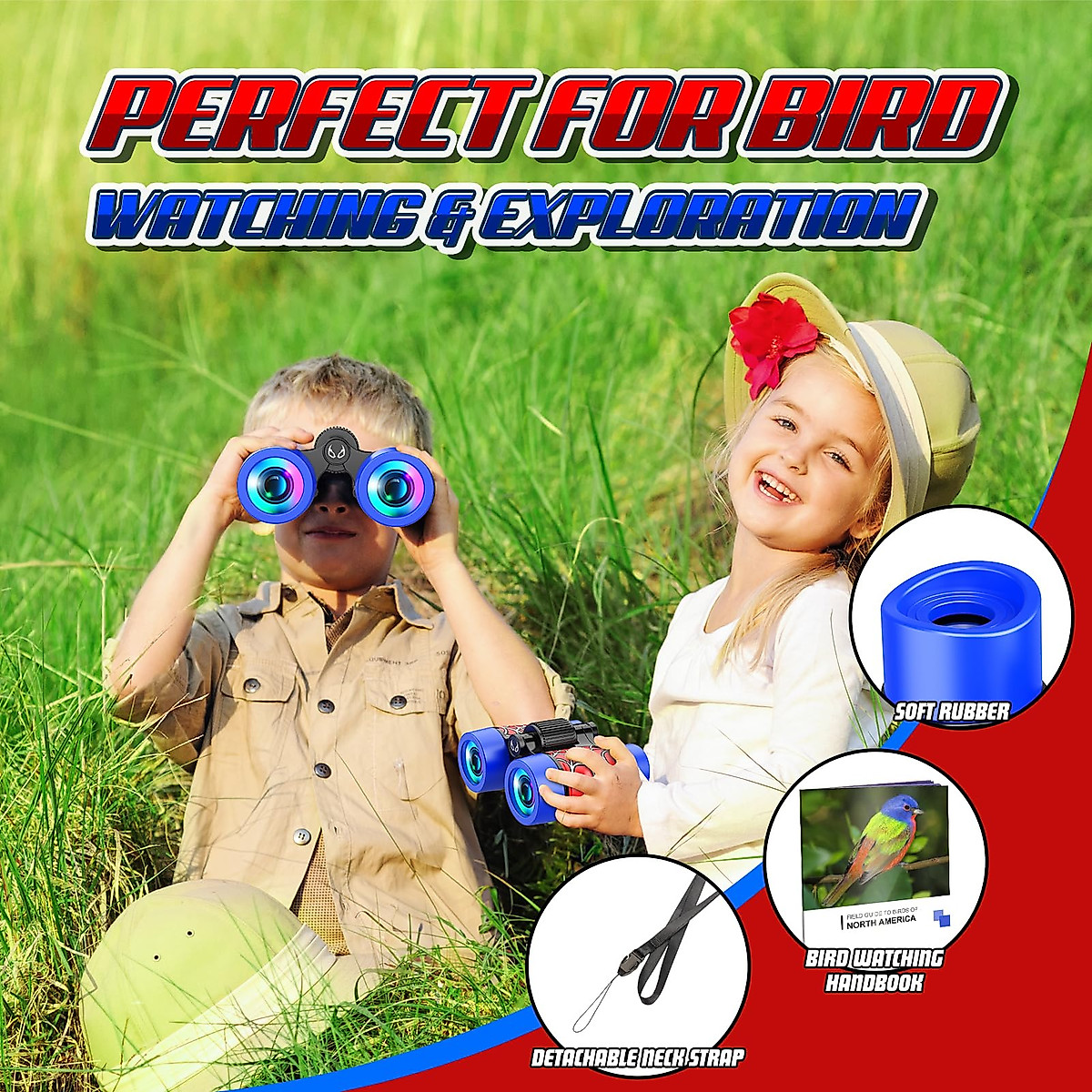 Binoculars Toys for Kids Ages 3-8: Spidolapse Outdoor Adventure Toy with Bird Watching Guide for 4 5 6 7 8 Year Old Boys Girls Easter Birthday Gifts Toddler Travel Camping Binoculars Toy Age 4-6