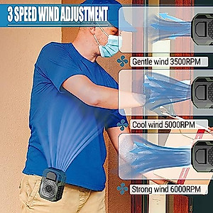 Drosica Portable Waist Fan NecklaceFan, 6000mAh Mini Cooling Belt Fan, 6000RPM Strong Airflow, 3 Speeds, Rechargeable belt clip fan with USB port for Outdoor Works, Farm, Hiking, Camping (Green)