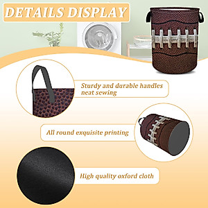 American Football Texture Laundry Basket, Sports Theme Laundry Hamper Foldable Waterproof Funny Tote Bag Dirty Clothes Storage Bucket Toy Organizer for Bathroom/Laundry/Bedroom 15.7"x19.6"