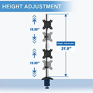 Joy Seeker Dual Monitor Desk Mount Stand, Vertical Stack Screen Monitor Riser Fits Two 13 to 32 inch LCD LED Screen with Height Adjustable, Tilt, Swivel, Holds up to 17.6lbs in Vertical Position