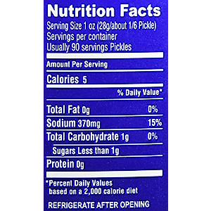 Del-Dixi Sour Pickles, 1 gal, 12-16 pickles per jar