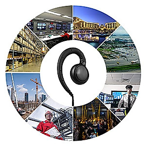 BANDARICOMM Radio Earpiece, 3.5mm 1-Pin C Shape Walkie Talkie Earpiece with PTT Mic Compatible with Motorola CLP1010, CLP1040, CLP1060 Two Way Radios Headphone Headset