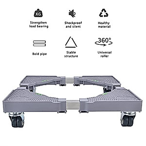 plplaaoo Fridge Stand,Universal Mobile Base Fridge Stand with 4 Locking Wheels,Movable Adjustable Fridge Stand,Dryer Stand,Refrigerator Stand,Washing Machine Stand Moving Roller