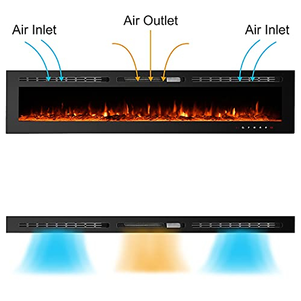 CharaVector Electric Fireplaces Recessed Wall Mounted Fireplace Insert 80 Inch Wide Heater LED Fire Place Remote Control & Touch Screen…
