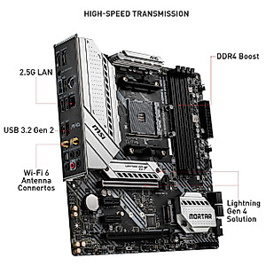 MSI MAG B550M Mortar WiFi Gaming Motherboard (AMD AM4, DDR4, PCIe 4.0, SATA 6Gb/s, M.2, USB 3.2 Gen 2, AX Wi-Fi 6, HDMI/DP, Micro-ATX, AMD Ryzen 5000 Series Processors)