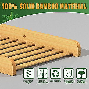 Foldable Magazine Rack Floor Stand,Bamboo Brochure Display Stand Portable Pop-up Literature Holder with 5 Pockets for Trade Show Exhibitions Office Retail Store Living Room