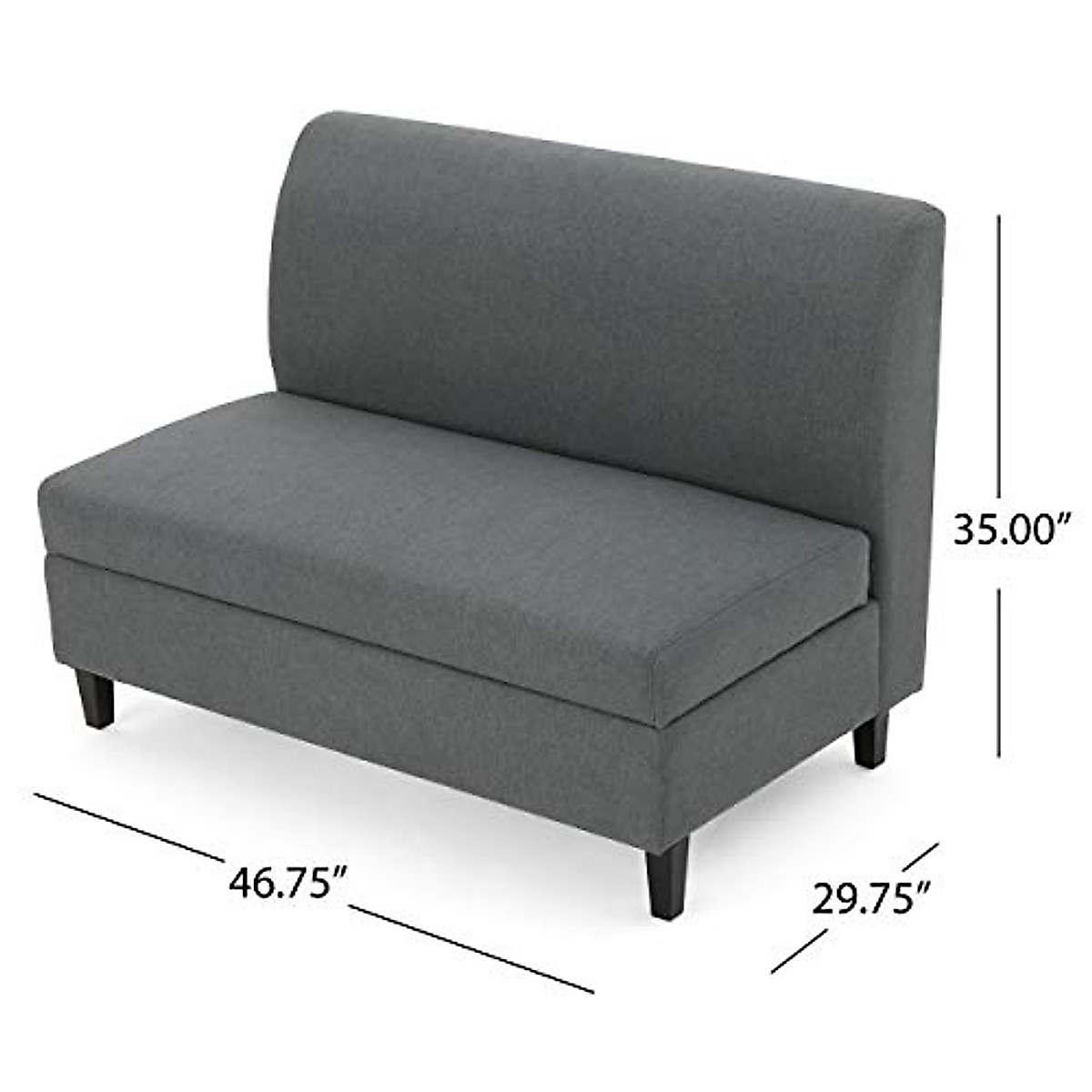 Christopher Knight Home Tovah Fabric Storage Loveseat, Charcoal